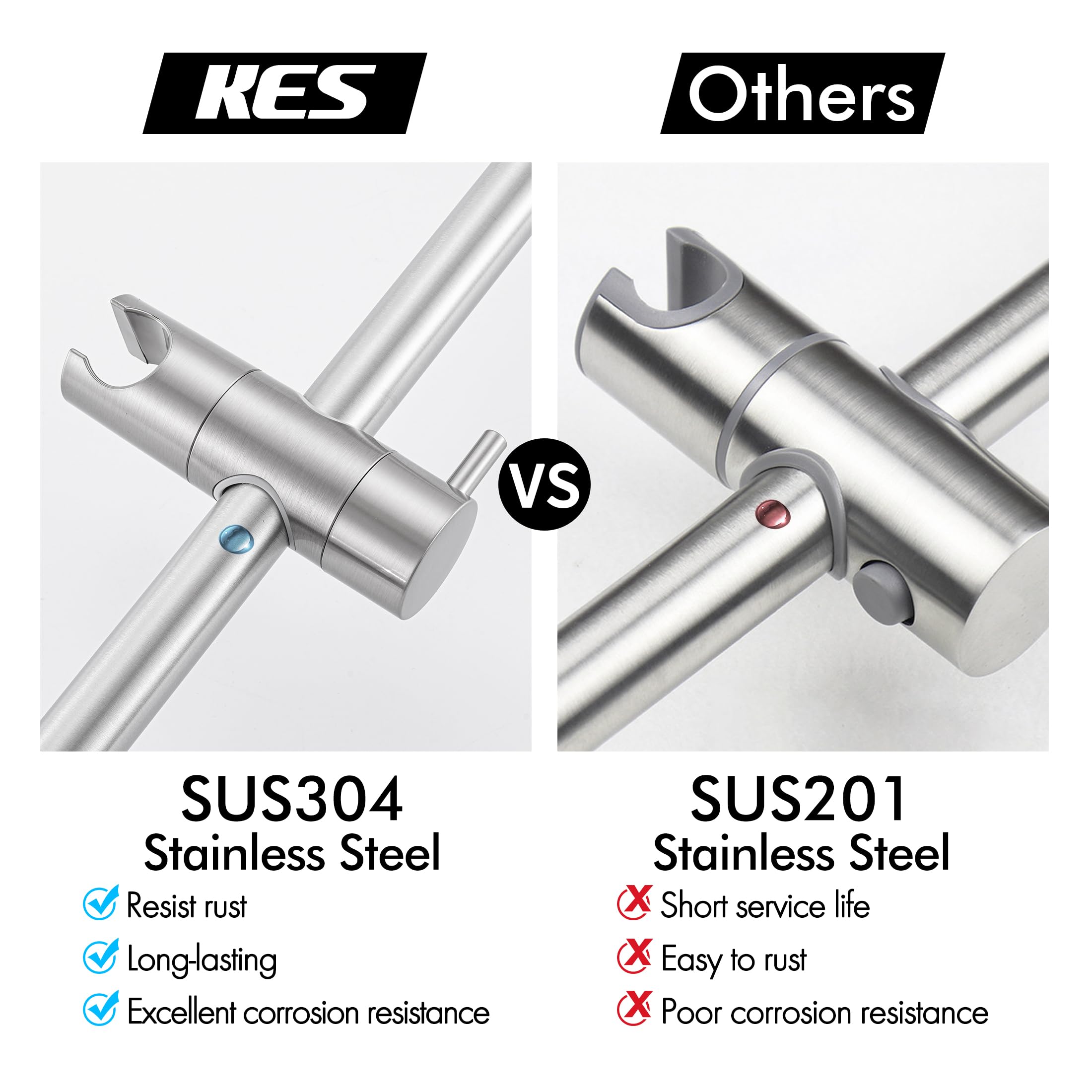 KES Shower Arms and 30-Inch Slide Bars for Bathroom Wall Mount, CE ...